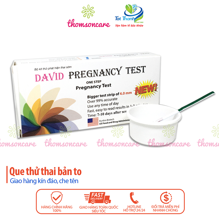 Que thử thai David Pregnancy Test phát hiện thai sớm che tên sản phẩm ...